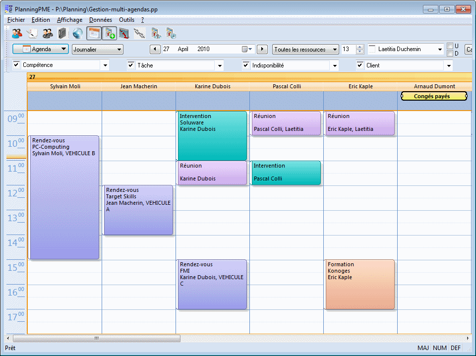 Choisir la vue agenda dans votre outil de planning PlanningPME