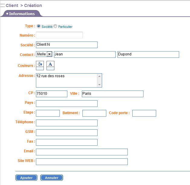 Gestion des clients |PlanningPME Web Access
