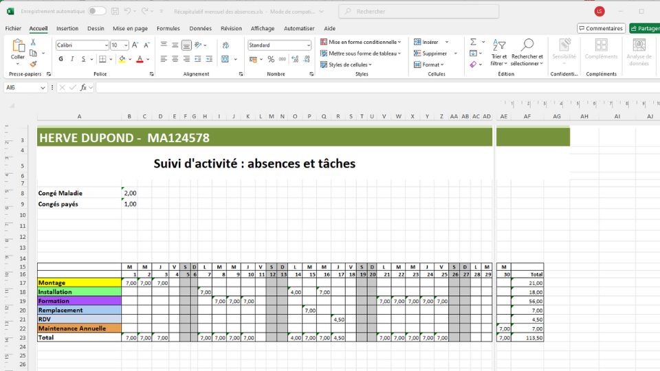 Créez un modèle de planning dans Excel avec PlanningPME
